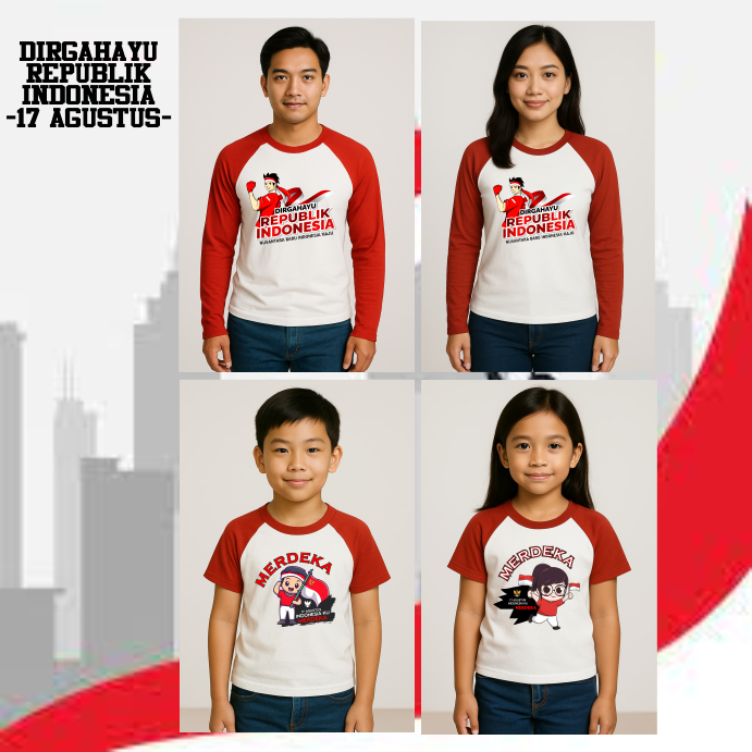 Jual BOSS88 KAOS BAJU RAGLAN LENGAN PANJANG MERAH PUTIH 17 AGUSTUS 1945 ...