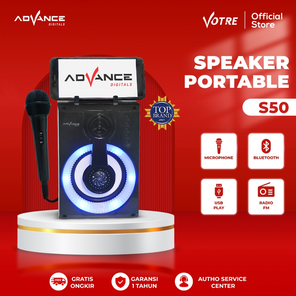 Jual Advance Speaker Bluetooth S-50 With MIC Karaoke Portable Garansi ...