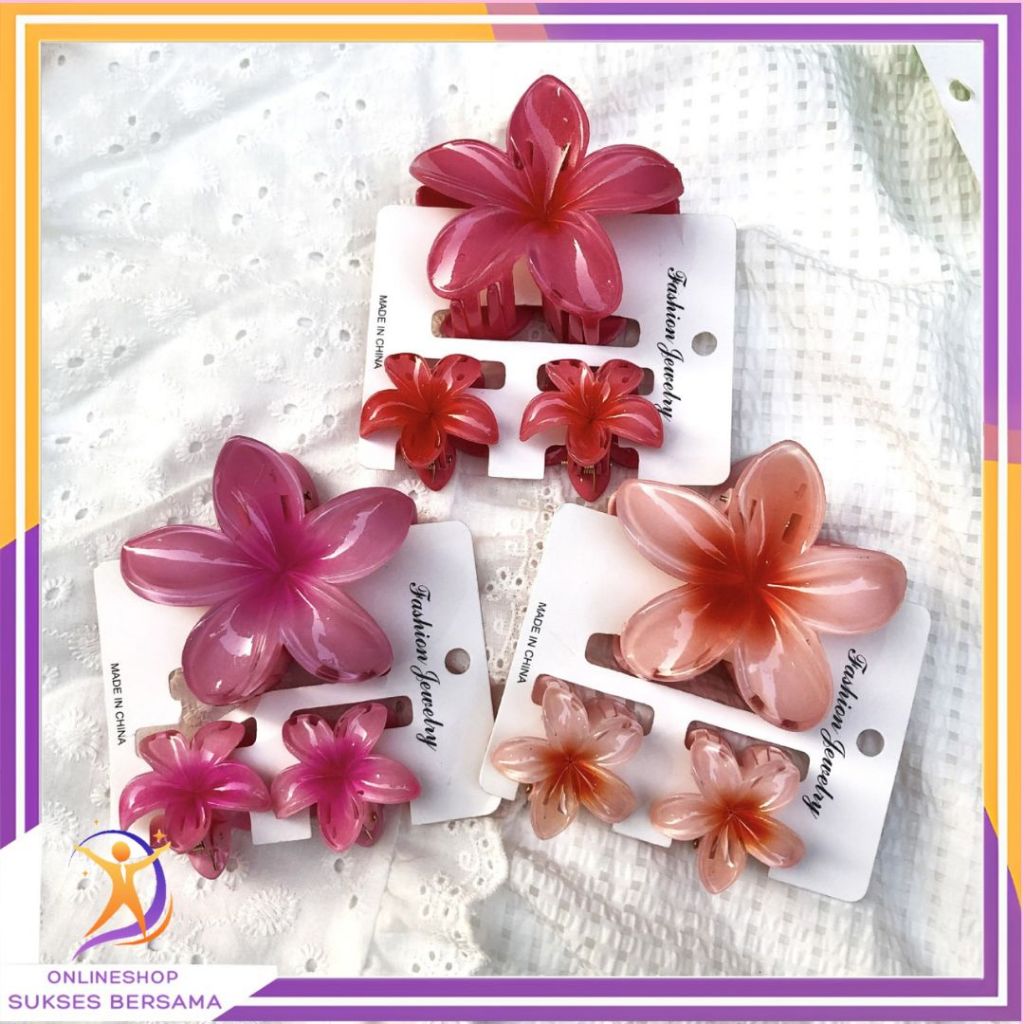 Jual OSB Jepitan Rambut 3in1 Cantik Model Bunga Kamboja Hair Clip Bunga ...