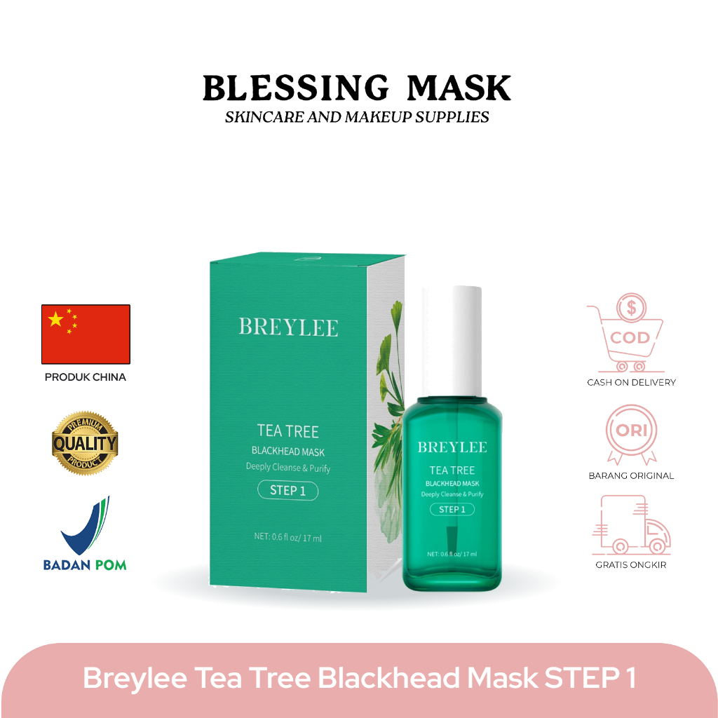 Jual BREYLEE blackhead remove nose mask serum blackhead mask + 100 Pcs ...