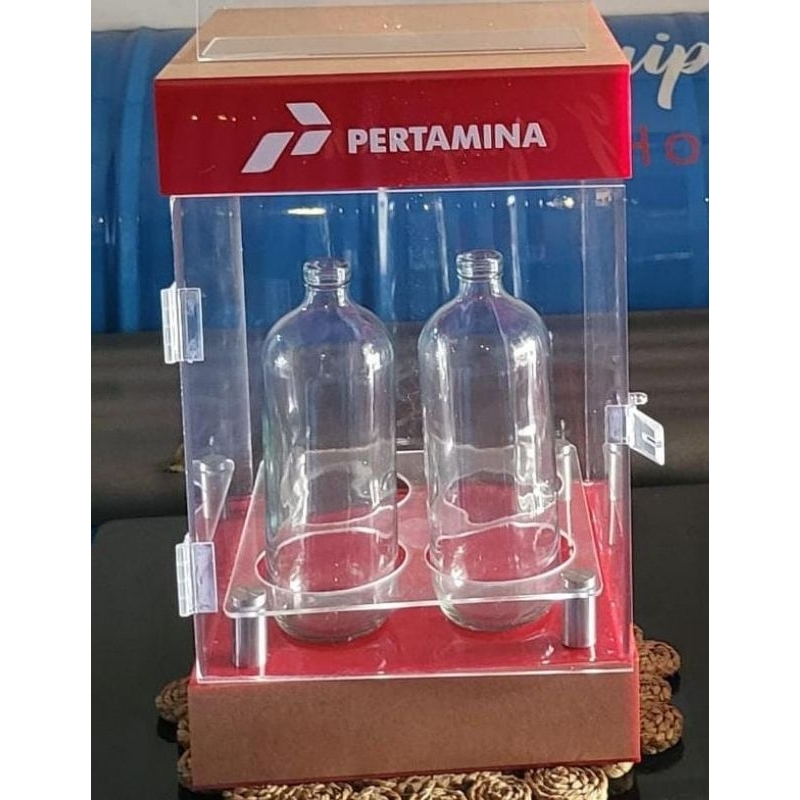 Jual Rak display Oli Pertamina / SPBU Bahan Acrylic 1 dan 2 susun tebal ...