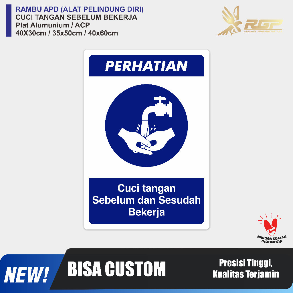 Jual Rambu APD Cuci Tangan Sebelum Dan Sesudah Bekerja - Plat Alumunium ...