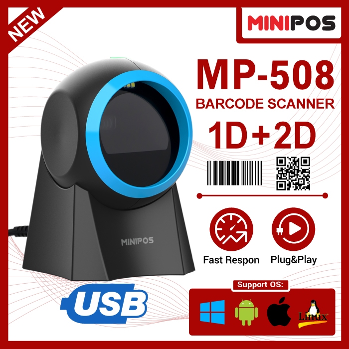 Jual Barcode Scanner 1D+2D MINIPOS MP-508 Kabel USB Auto Scan Plug N ...