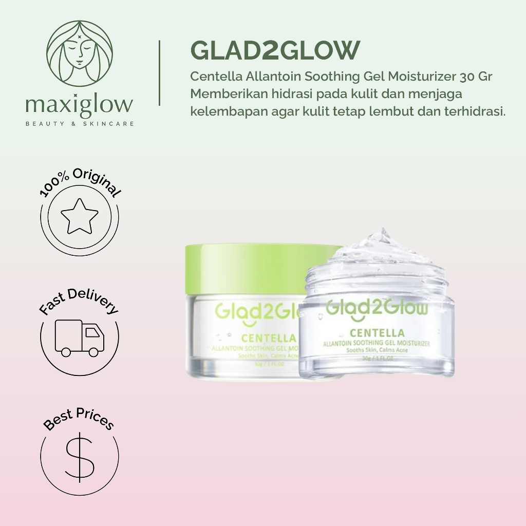 Jual Glad2Glow Moist Gel Centella 30gr – Gel Pelembap Wajah dengan ...