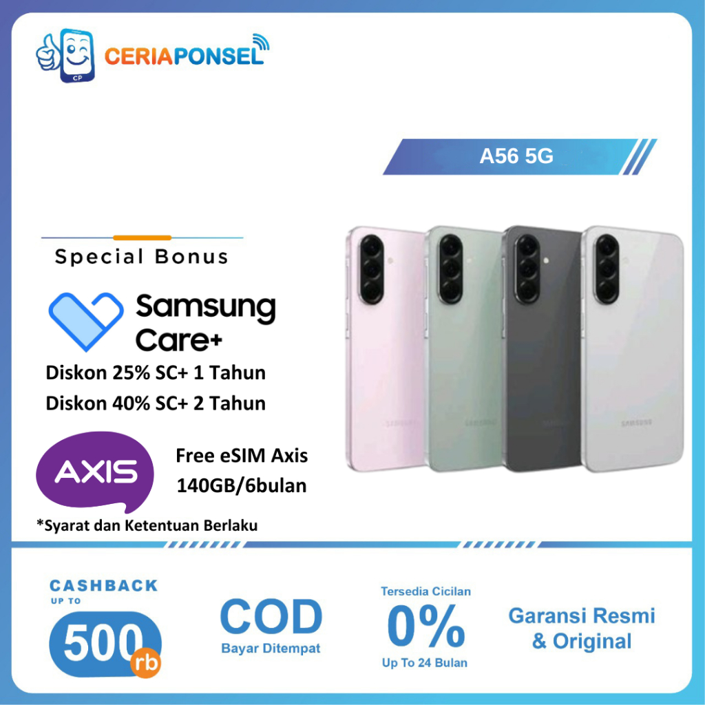 Jual Samsung Galaxy A56 5G 8/256GB 12/256GB Exynos 1580 (4nm) | Garansi Resmi SEIN 1 Tahun ...
