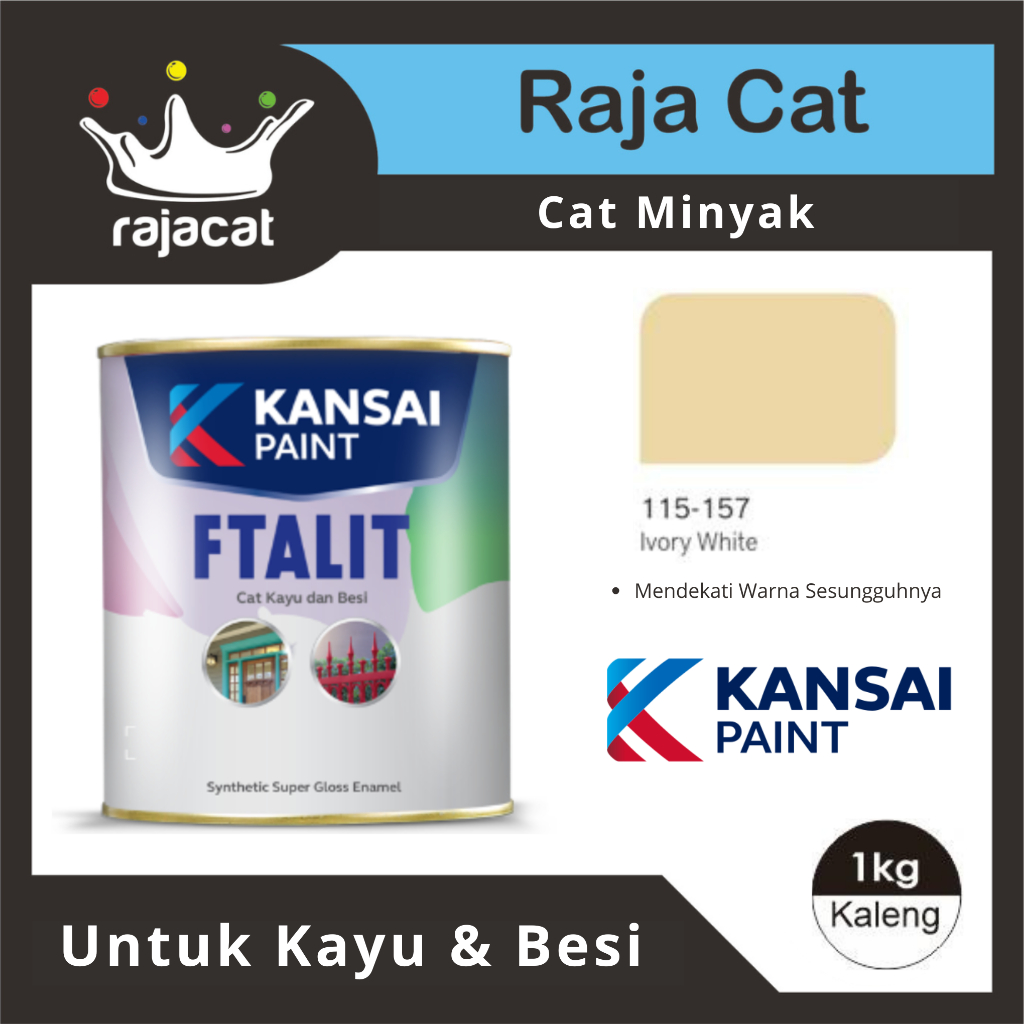 Jual Cat Besi dan Kayu KANSAI FTALIT 1 KG 157 IVORY WHITE Cat Minyak ...