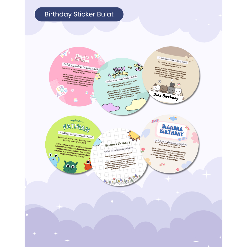 Jual Stiker Sticker Birthday hangtag ulang tahun Custom ucapan bulat ...