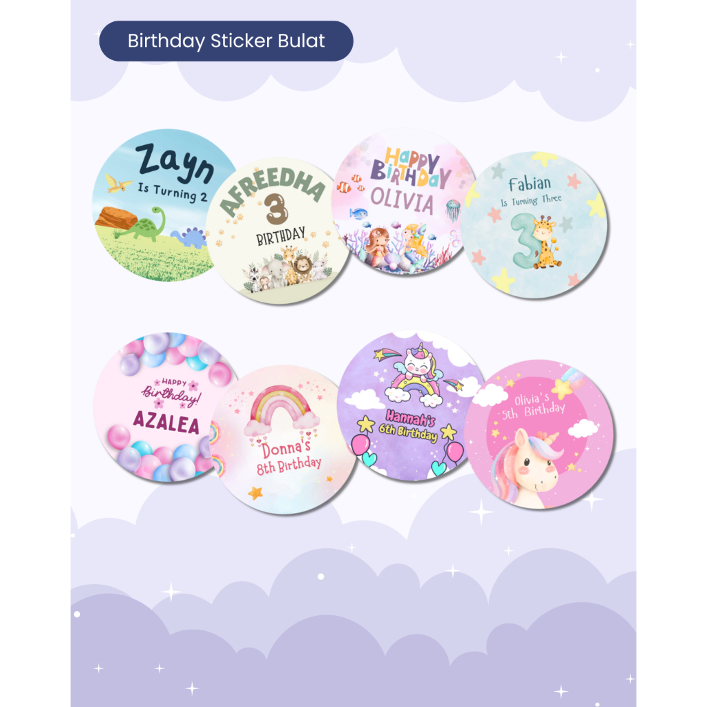 Jual Stiker Sticker Birthday hangtag ulang tahun Custom bulat circle ...