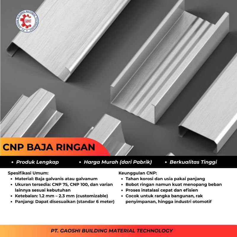 Jual Kanal C CNP Baja Ringan Galvalum/ CNP Galvalume untuk Rangka Atap ...