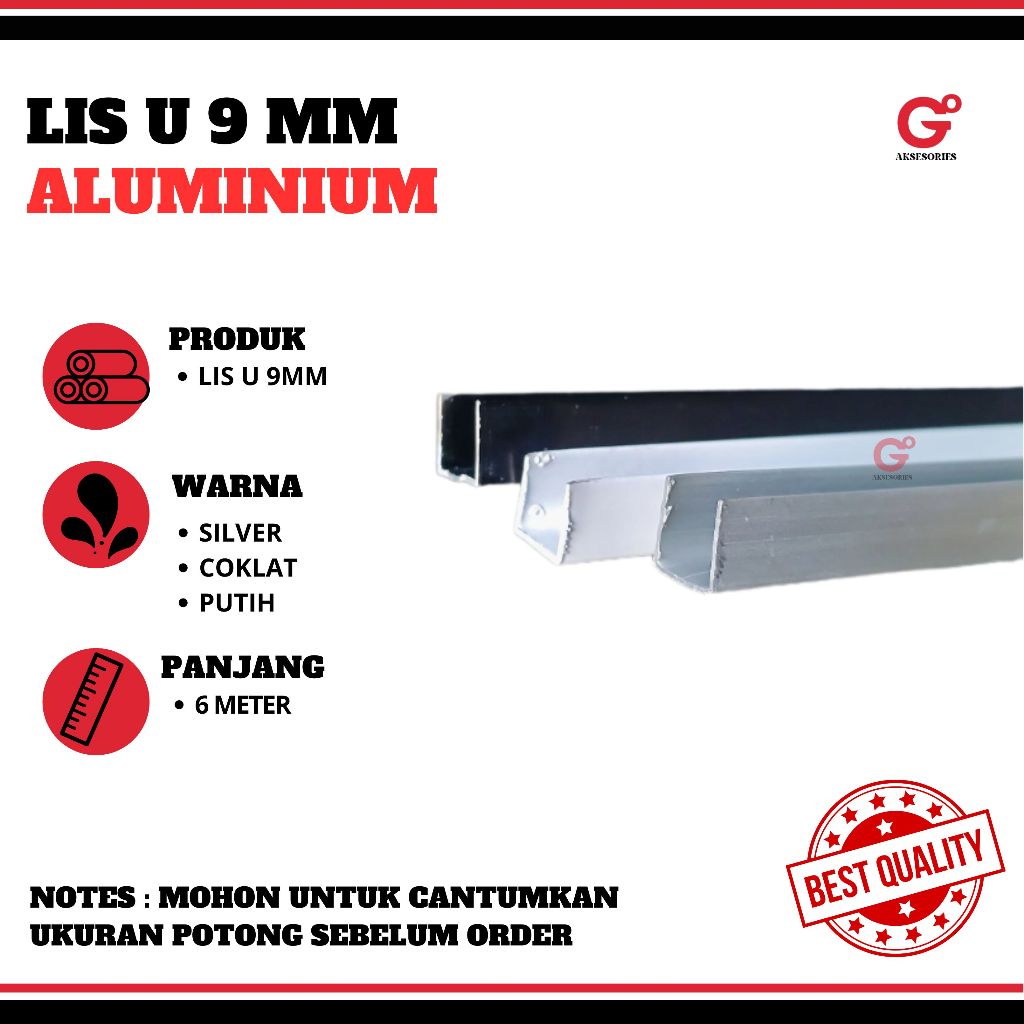 Jual CHANNEL U / LIST U ALUMINIUM 9x9x9 MM (GRATIS ONGKOS POTONG ...