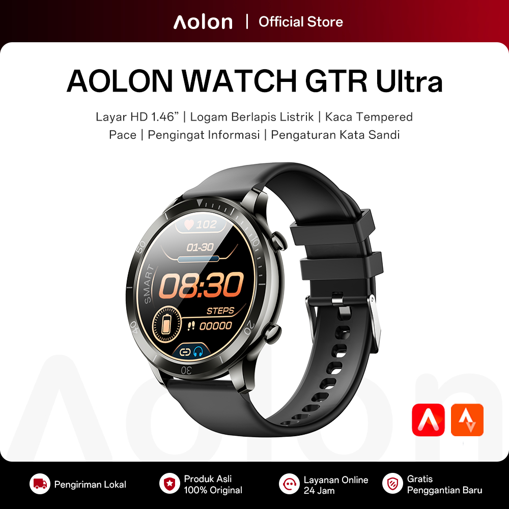 Jual Aolon GTR Ultra Official Smartwatch Pria Original Pace IPS Screen ...