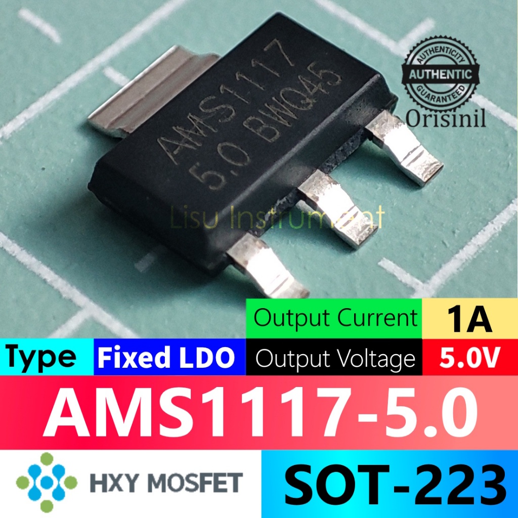 Jual AMS1117-5.0 1A Fixed 5V LDO Regulator SOT-223 HXY Original ...