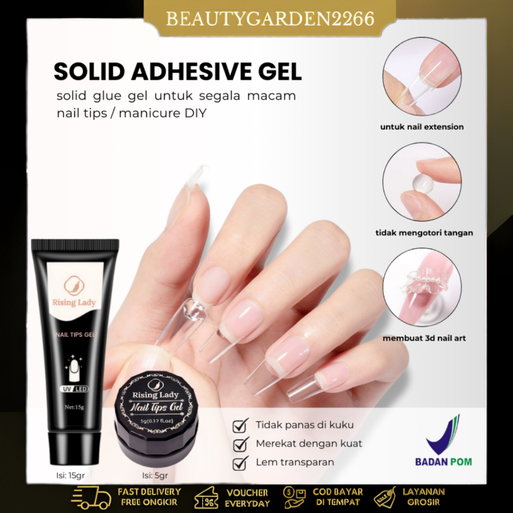 Jual [ COD ] [ BPOM ] Rising Lady Solid Adhesive Gel Nail Tips ...