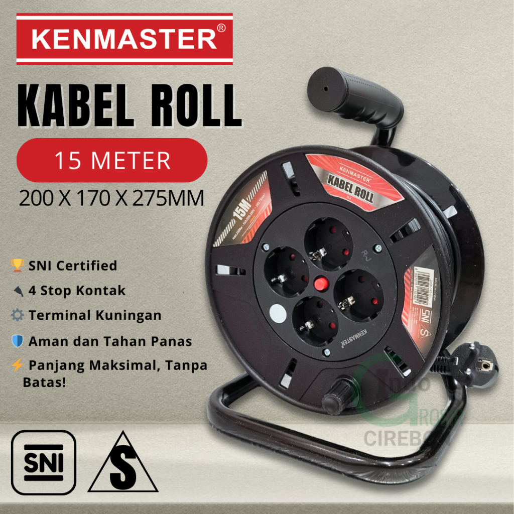 Jual KENMASTER Kabel Gulung 15 Meter Terminal Kuningan 4 Colokan Kabel Roll 15M 25M | Shopee ...