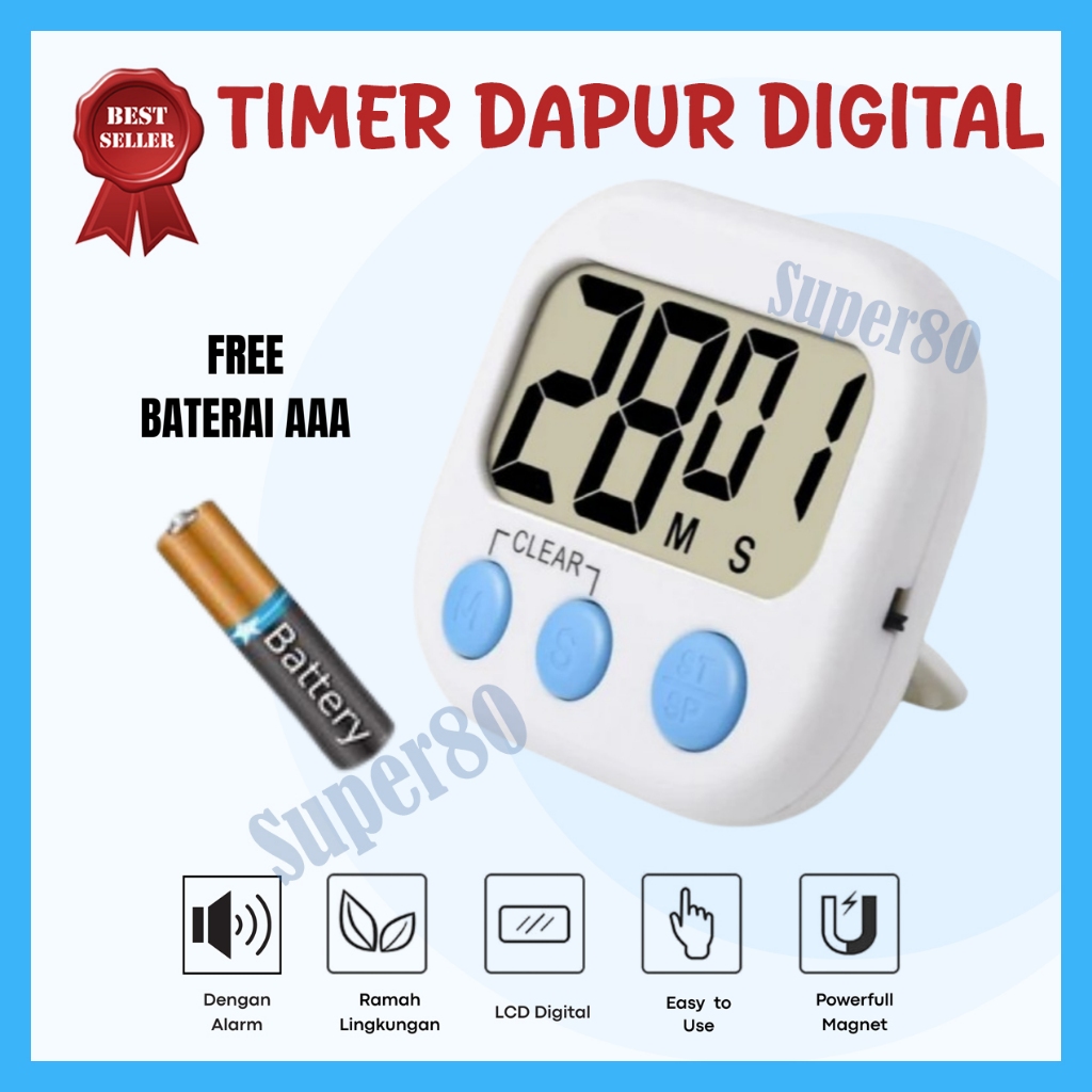 Jual Timer Dapur Digital Alarm Masak Kitchen Countdown Stopwatch Putih ...