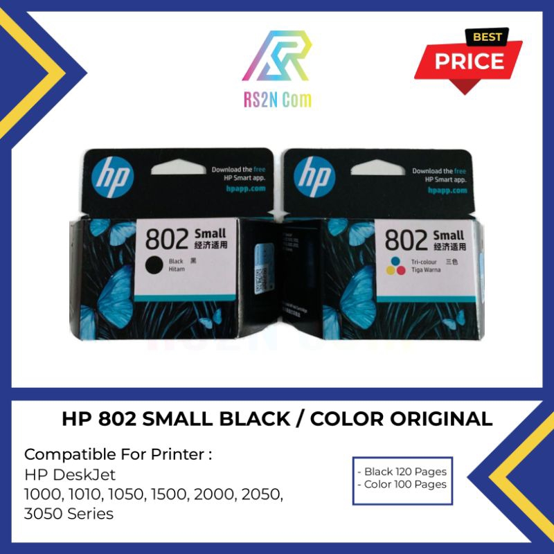 Jual Tinta HP 802 Small Black / Color Original Ink Cartridge | Shopee ...