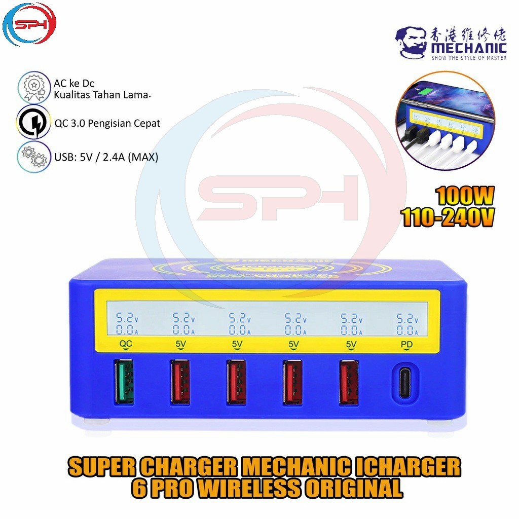 Jual SUPER CHARGER MECHANIC ICHARGER 6 PRO WIRELESS ORIGINAL | Shopee ...