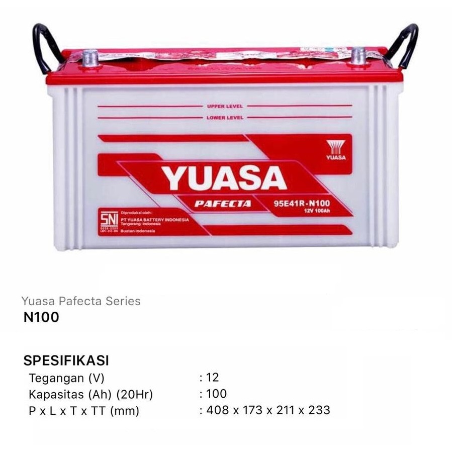 Jual [SULTENG] Baterai Aki Basah YUASA N100 12V 100AH 95E41R / Aki Yuasa Pafecta N 100 12V 100AH ...