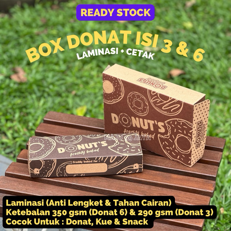 Jual [CETAK] Box Donat Dus Donut Isi 6 & Isi 3 Kraft Laminasi Motif | Dus Brownies Kotak Kue Box ...