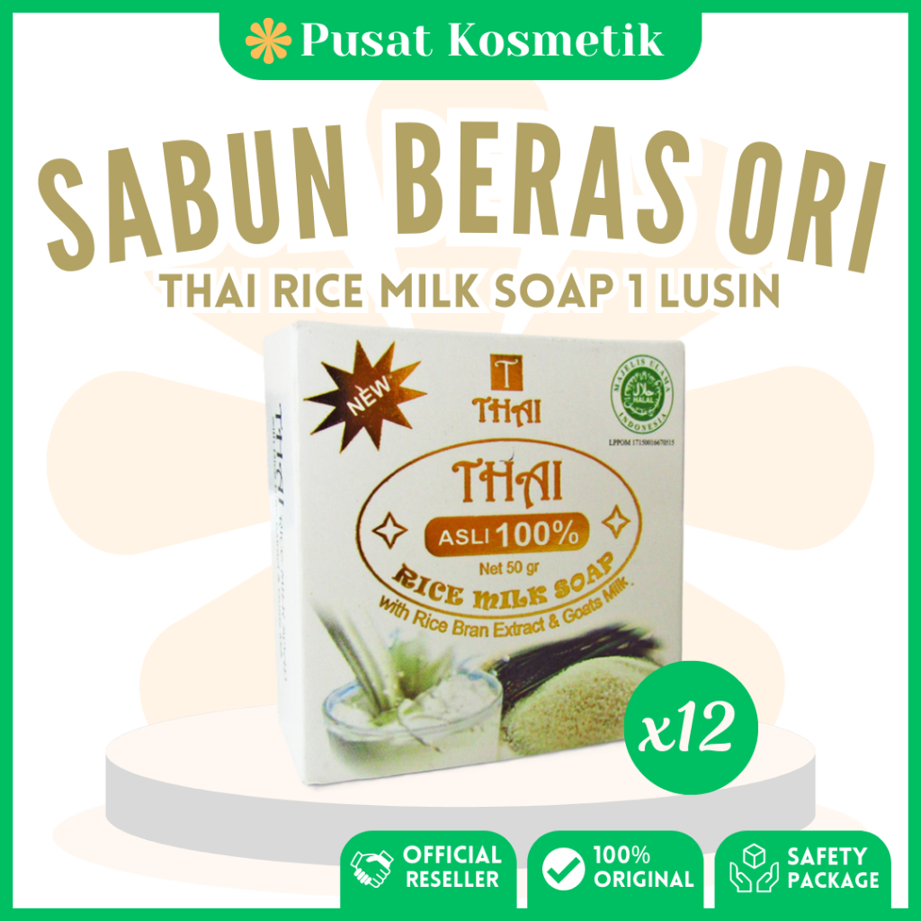 Jual THAI Rice Milk Soap 50gr | 1 Lusin (12pcs) Sabun Batang Beras Bar ...