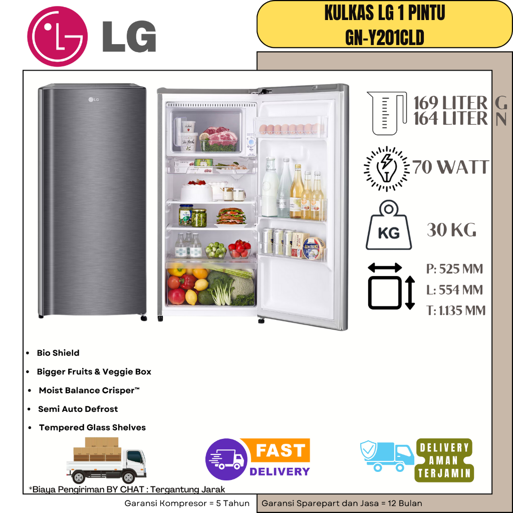 Jual KULKAS LG 1 PINTU GN-Y201CLD -SEMI AUTO -NEW | Shopee Indonesia