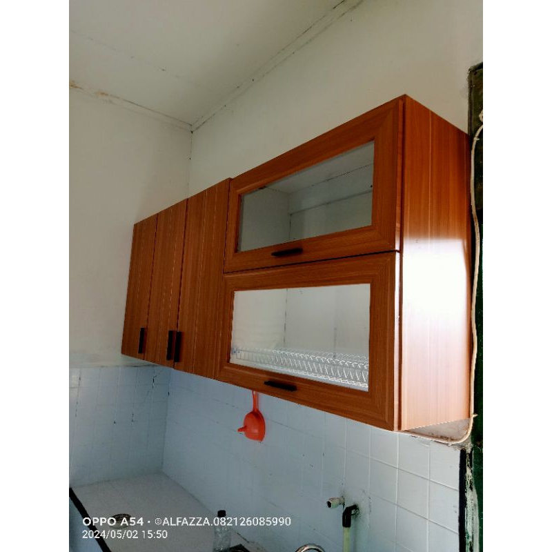 Jual KABINET ATAS KITCHEN SET . MOTIF KAYU . LEMARI DAPUR | Shopee ...
