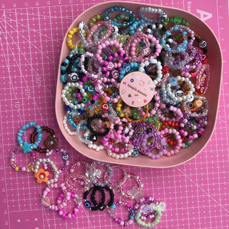 Jual [READY STOK‼️] cincin manik handmade motif random isi 50pcs ...