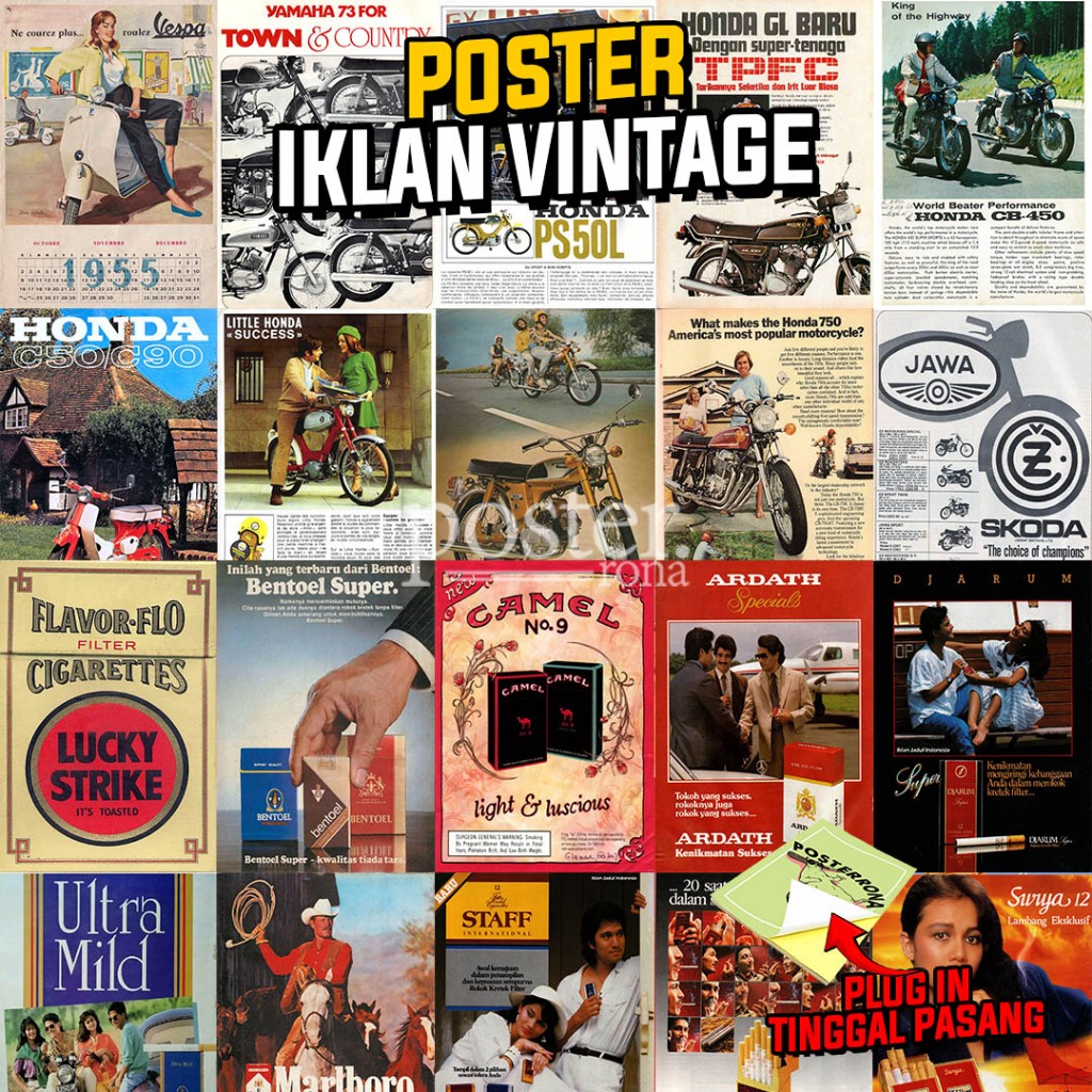 Jual Poster Iklan Jadul Indonesia - Paket Poster Dinding Retro Vintage ...