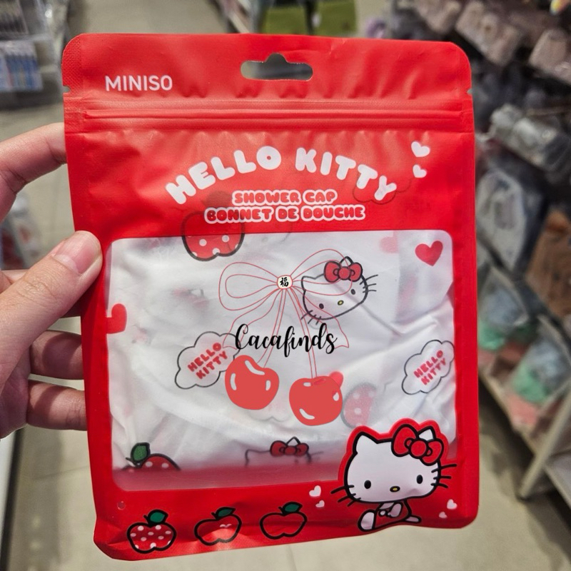 Jual MINISO x Sanrio‼️Shower Cap Printed Sanrio Hello Kitty Apple ...
