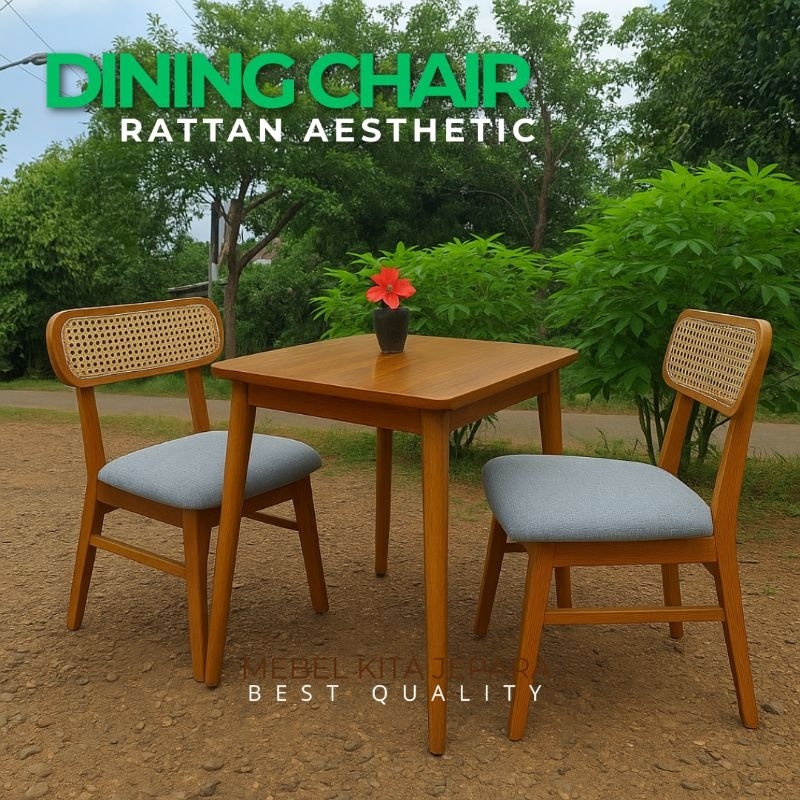 Jual Sale Set Kursi Makan Japandi | Meja Cafe Minimalis Modern Aesthetic Kayu Jati Kombinasi ...