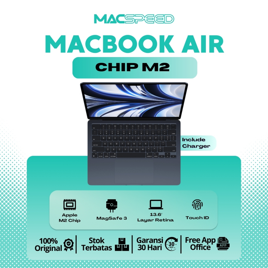 Jual Macbook Air Chip M2 13" 8/256GB 8/512GB Second Original Bergaransi Midnight Grey Starlight ...