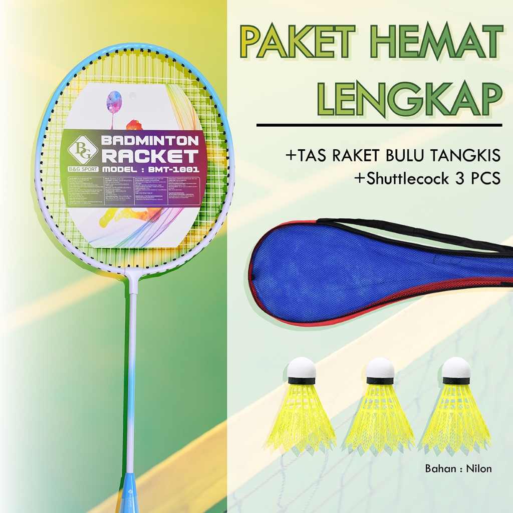 Jual BG SPORT Paket Raket Badminton Isi 2 Gratis Tas Penyimpanan ...
