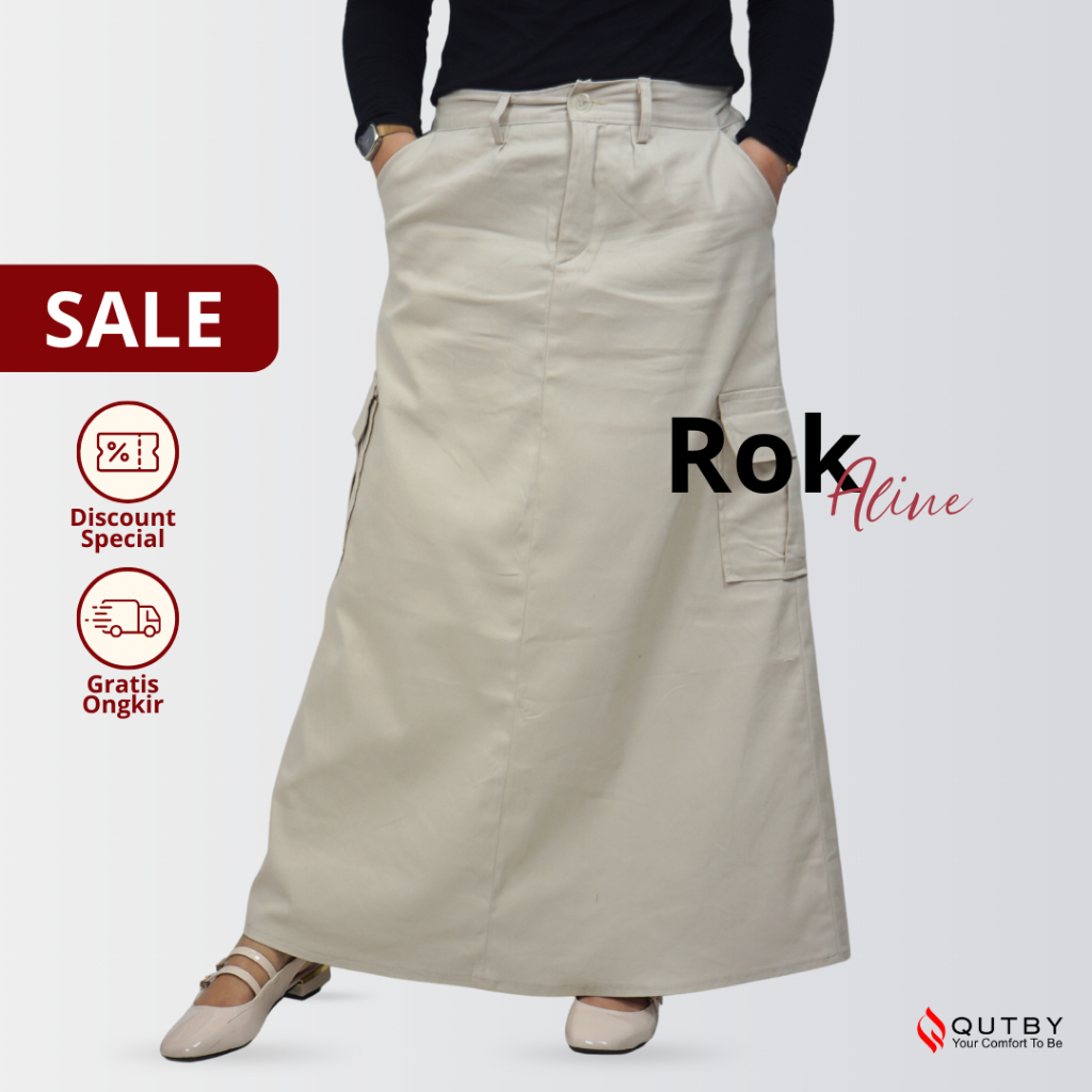Jual Qutby - Rok Cargo Model A Line Bahan Katun Twill Premium / Rok ...