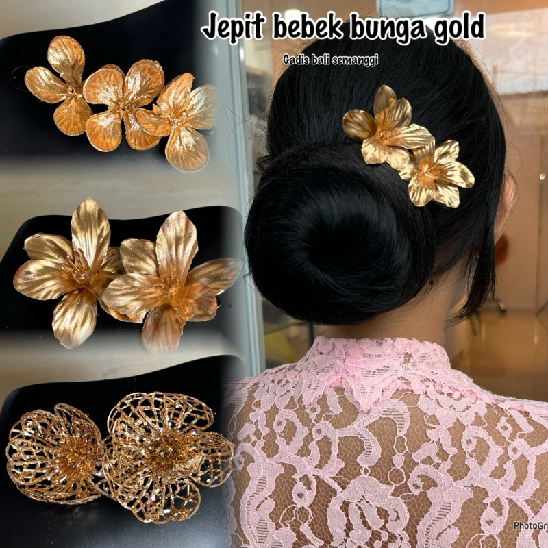 Jual Jepit Bebek Bunga Gold / Jepit Bebek / Bunga Gold / Aksesoris ...