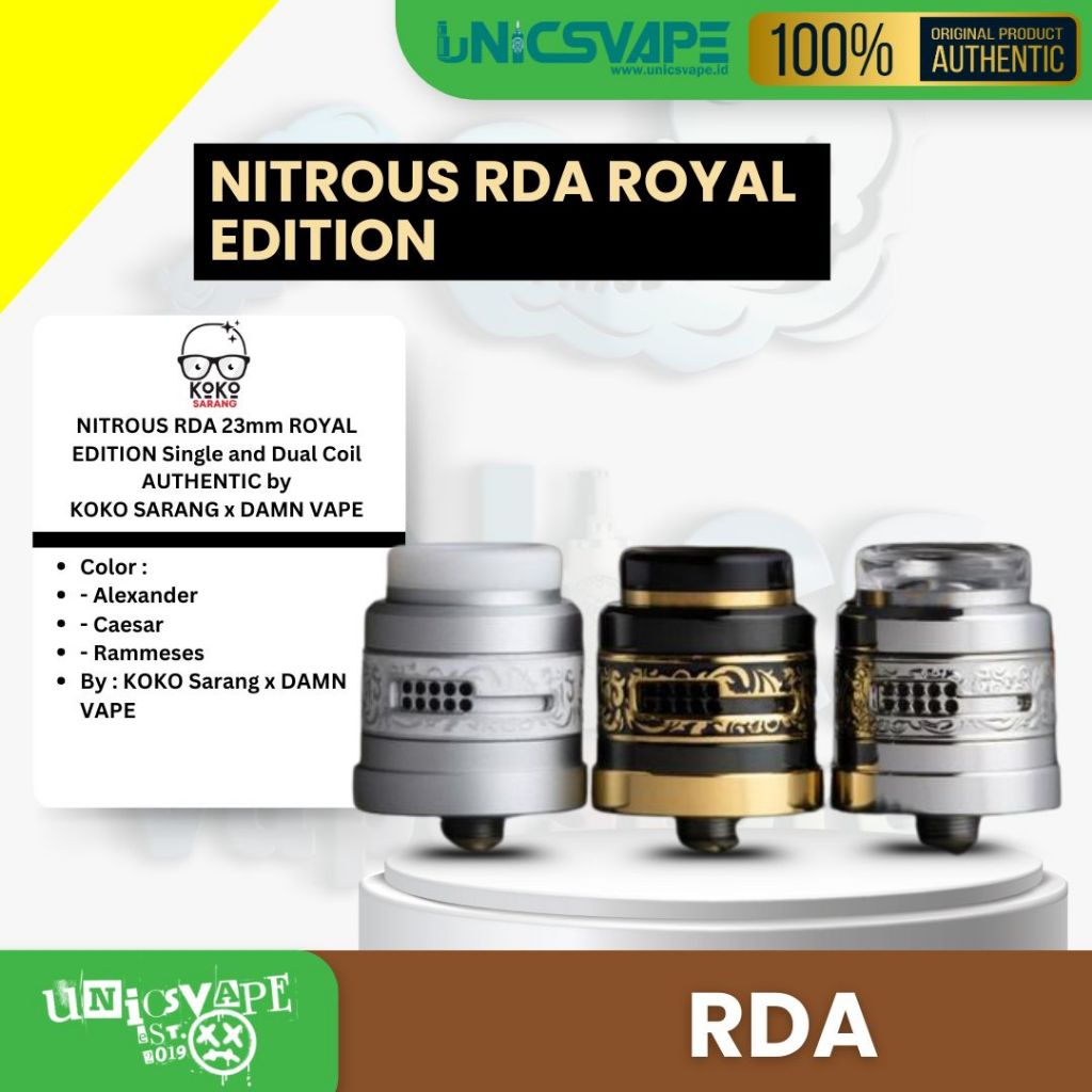 Jual NITROUS RDA 23mm ROYAL EDITION Single and Dual Coil AUTHENTIC by ...