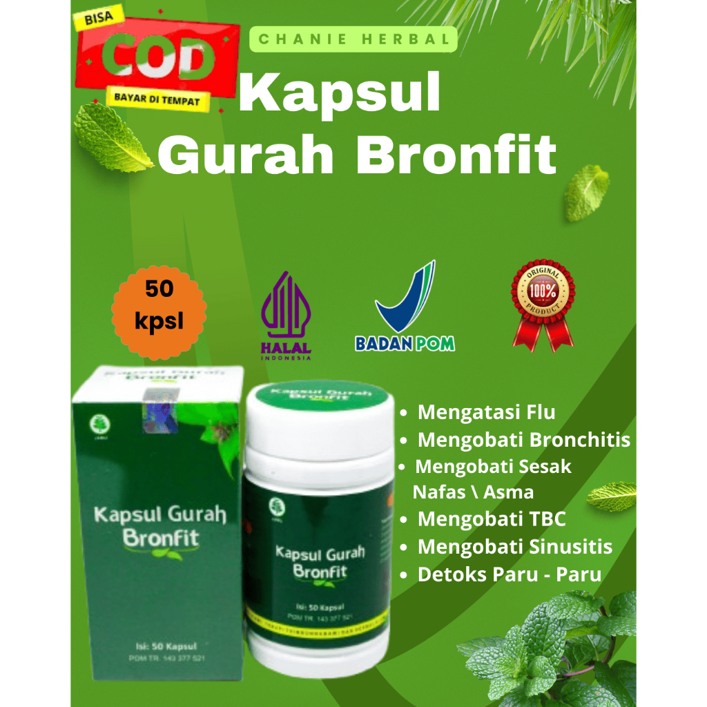 Jual Gurah Bronfit 50 Kapsul Herbal: Obat Asma, Bronkitis, dan Masalah ...