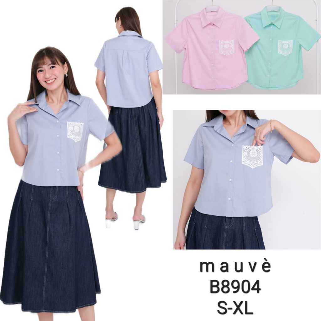 Jual Kemeja Wanita Model Polos Motif Saku Bunga - MAUVE 8904 Warna ...