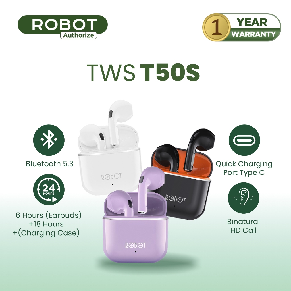 Jual ROBOT TWS Bluetooth 5.3 Tahan Air IPX4 24 Jam Pemakaian Suara ...