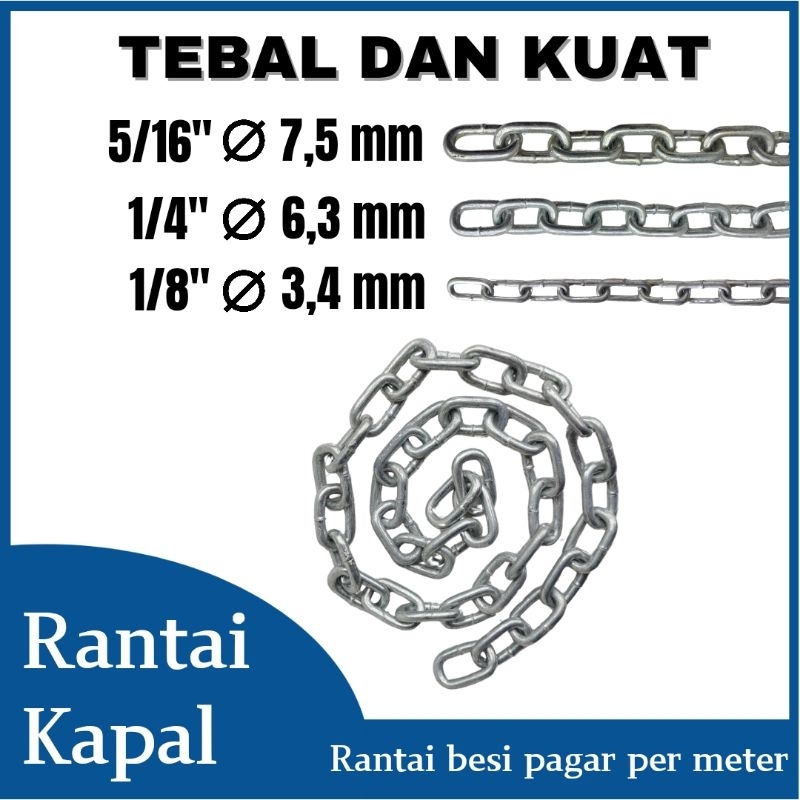 Jual Rantai Kapal Rante gembok pagar besi galvanis tebal dan kuat 3 mm ...