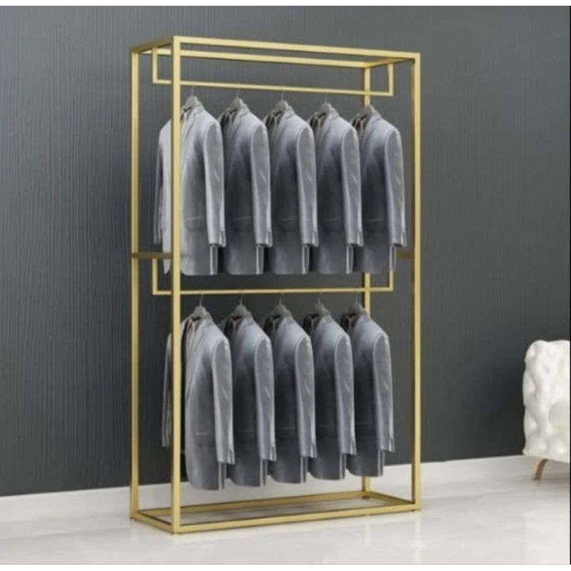 Jual alim suitku/display gantungan 2susun/rak baju 2susun/display baju ...