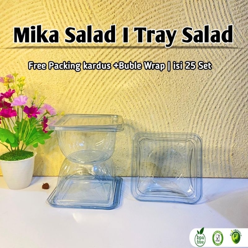 Jual (25Pcs) Mika Salad Bening Transparan + tutup | Mika Salad Buah Sayur | Shopee Indonesia