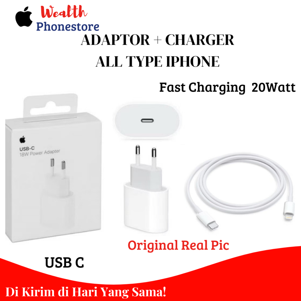 Jual Charger IP Type C 20 W,Fast Charging ,Kabel iPhone Type C to ...