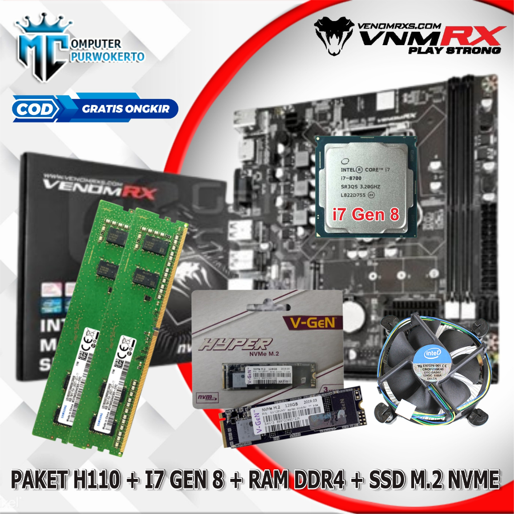 Jual Paket Mobo Motherboard Mainboard H110 Venom RX New + Processor ...