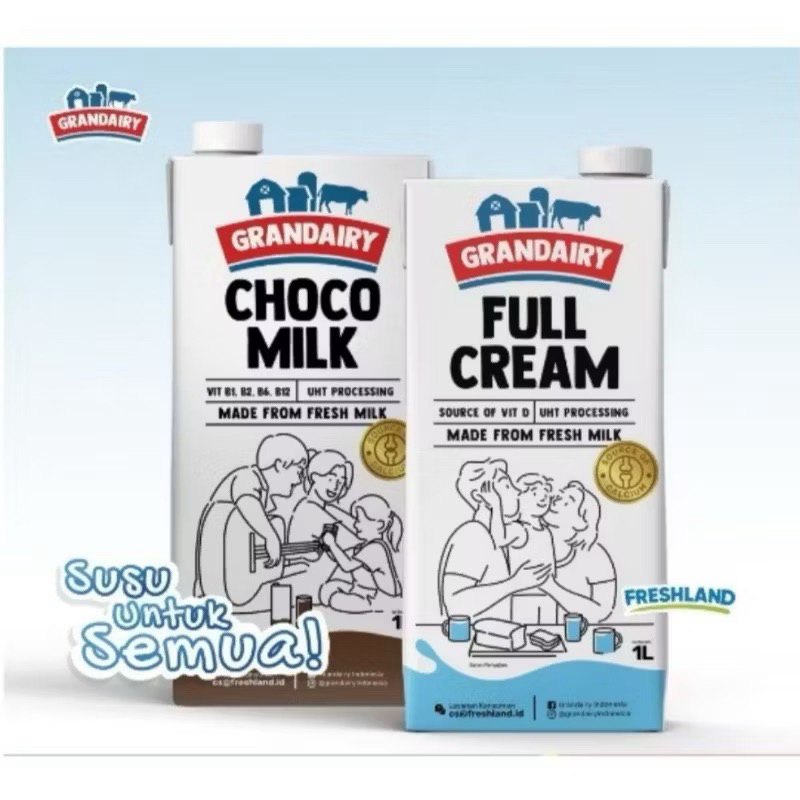 Jual Grandairy Full Cream and Choco Milk 1 Liter | Shopee Indonesia