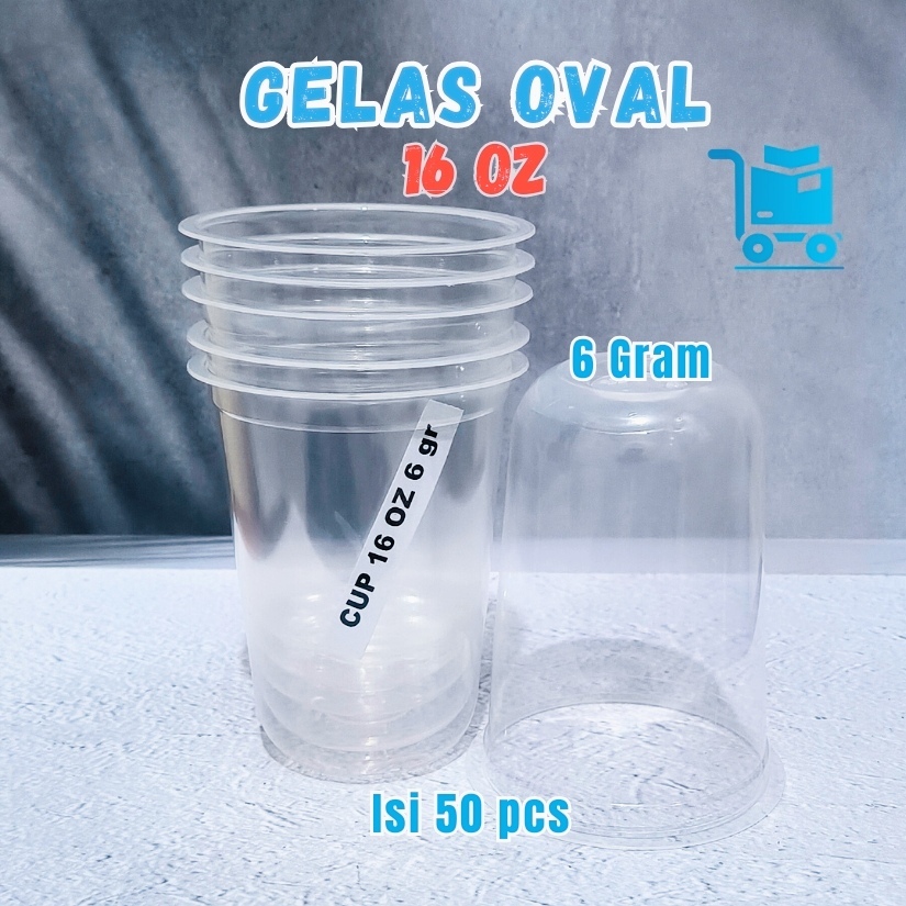 Jual Gelas plastik oval 16 Oz (6Gram) | Shopee Indonesia