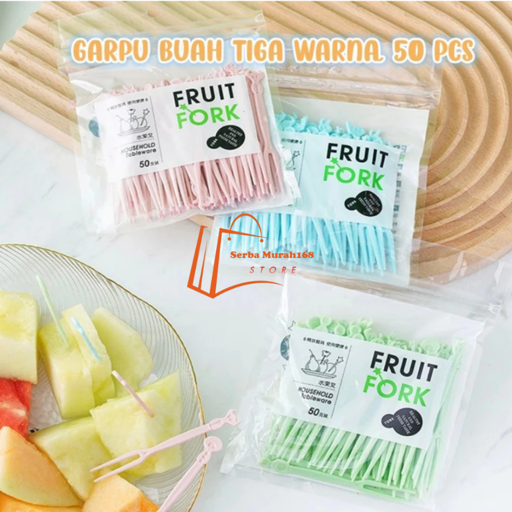 Jual SB168 Garpu Buah Tusukan Buah Garpu Kue Snack Fruit Fork Isi 50 ...