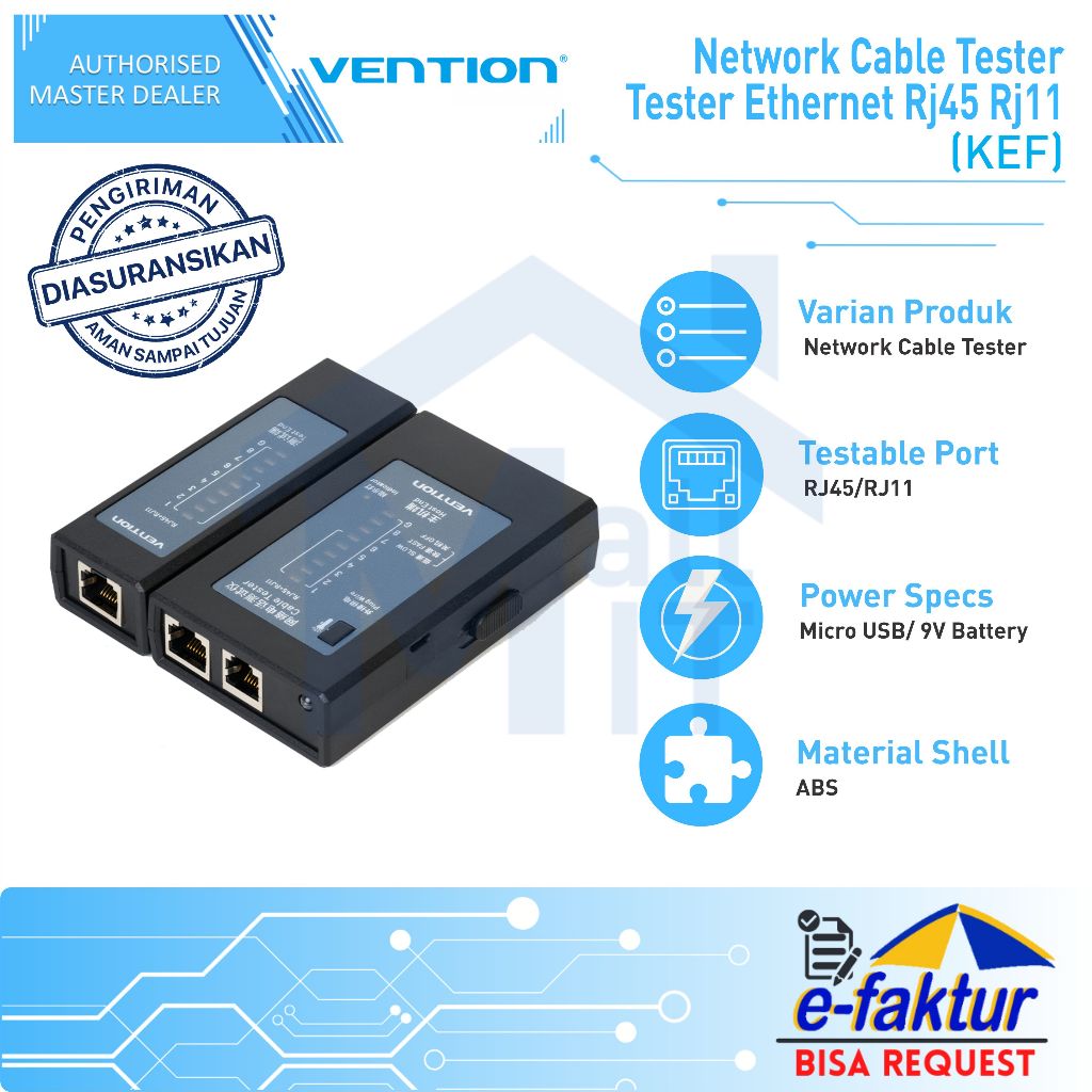 Jual MALLIT VENTION LAN Kabel Tester Alat Penguji RJ45 RJ11 Network ...