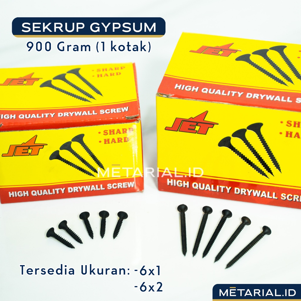 Jual [1 Kotak 900gr] JET Sekrup Gypsum 6x1 & 6x2 (1" & 2" inch) | Skrup ...