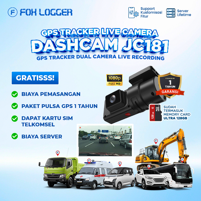 Jual FOX LOGGER DASHCAM GPS TRACKER JC181 FULL HD CAMERA MEMORY ...