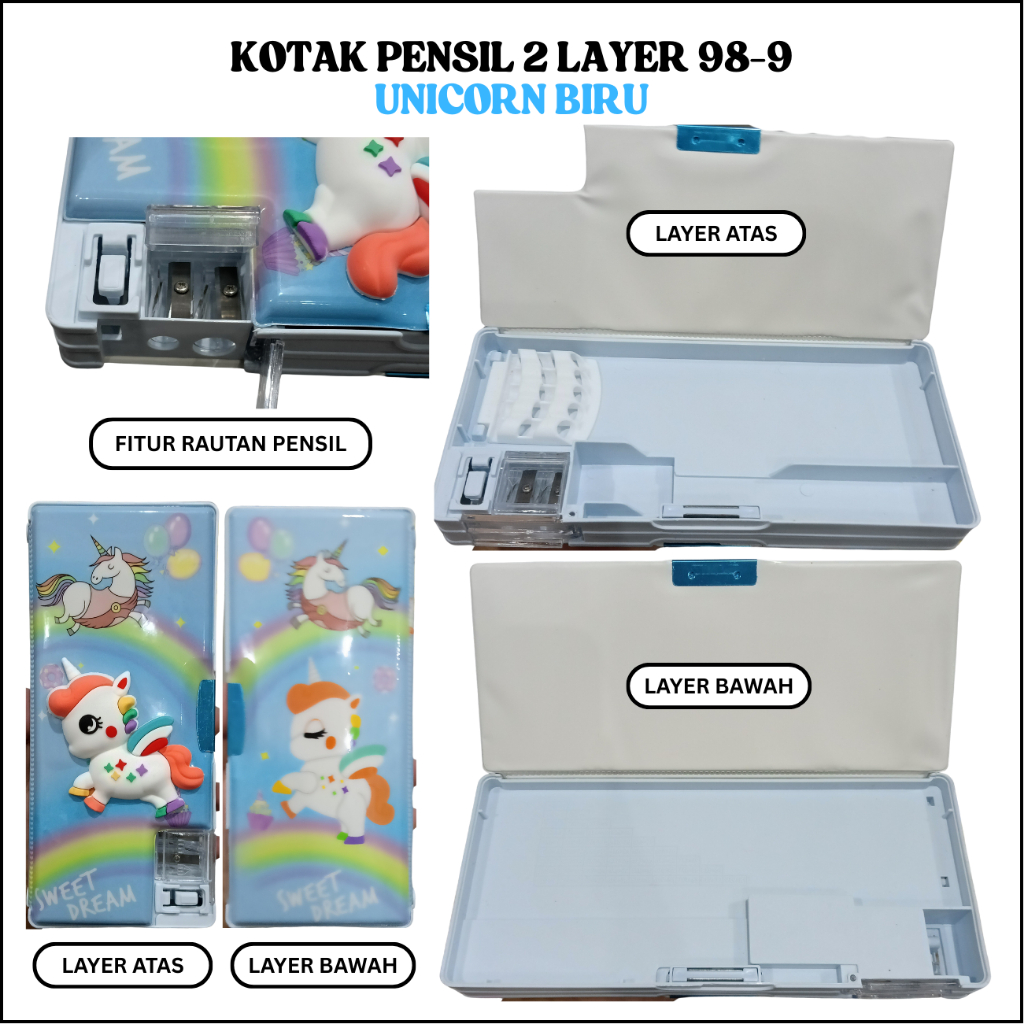 Jual Kotak Pensil 2 Layer Dengan Rautan Kotak Pensil Selerek Kotak ...